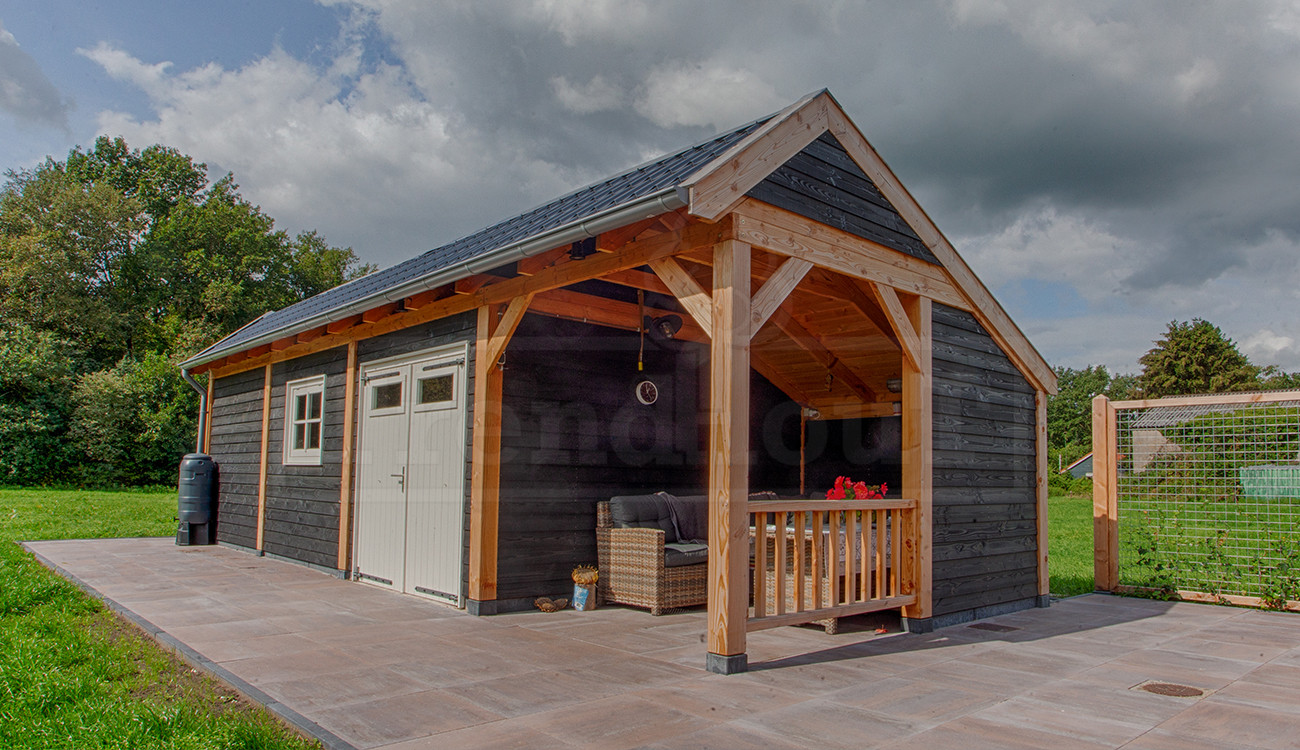 Kapschuur de Stee 9800x4250 - Schuur met overkapping - Trendhout