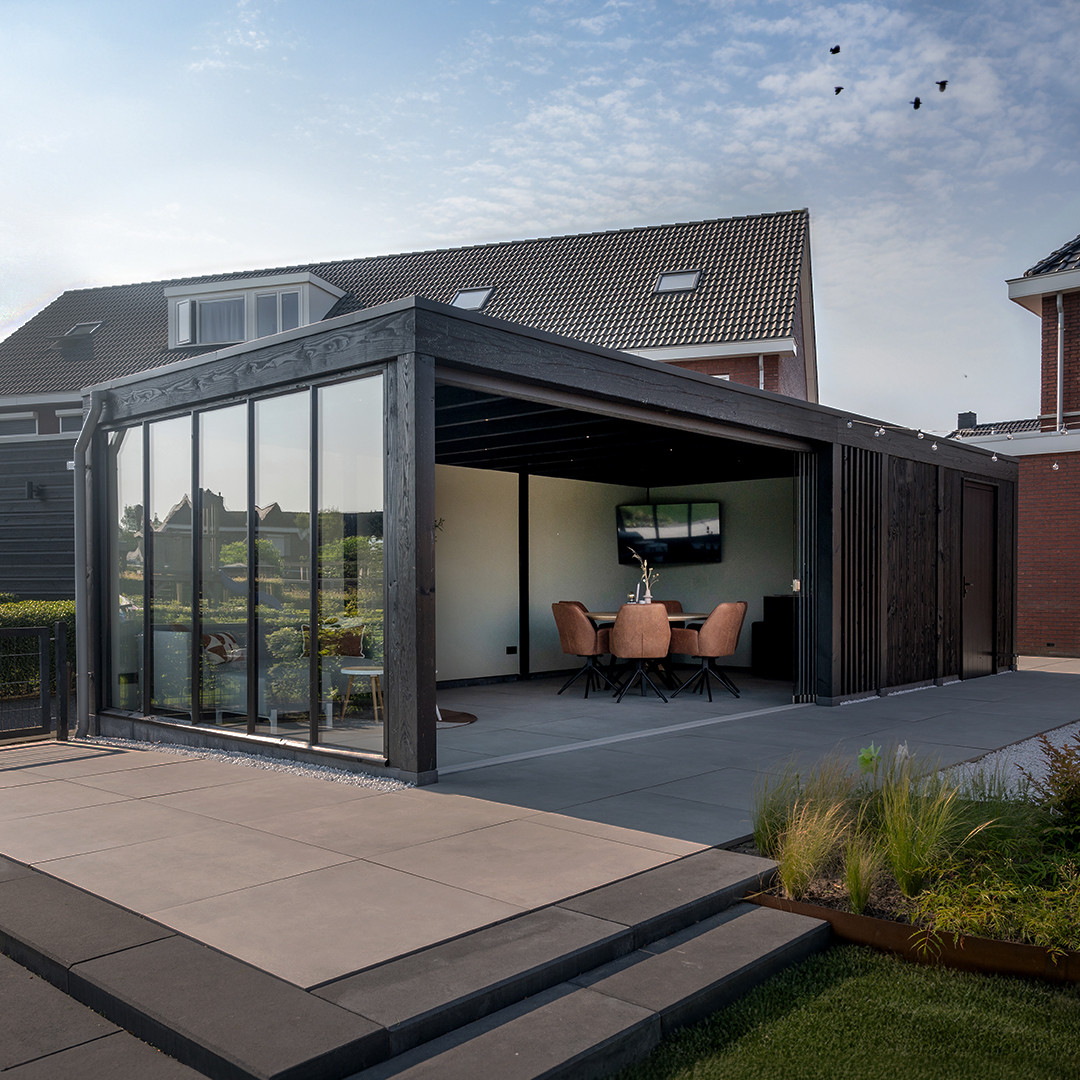 Tuinhuis met overkapping Modern | Trendhout tuinhuizen
